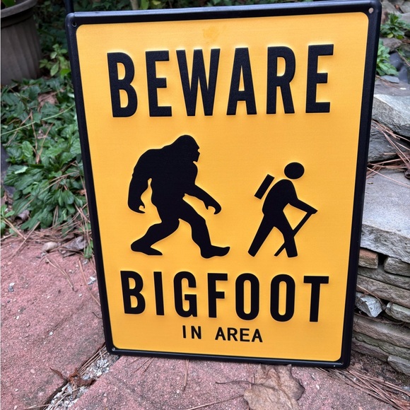 unsure | Accents | Yellow Beware Bigfoot Sign | Poshmark